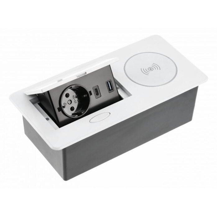 ROZETĖ ĮMONTUOJAMA Į BALDUS 1 LIZDO SU USB A+C IR BELAIDŽIU ĮKROVIMU ...